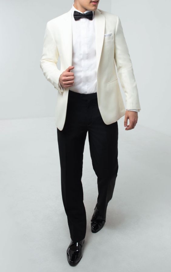 Dobell witte smoking met revers kraag | Dobell