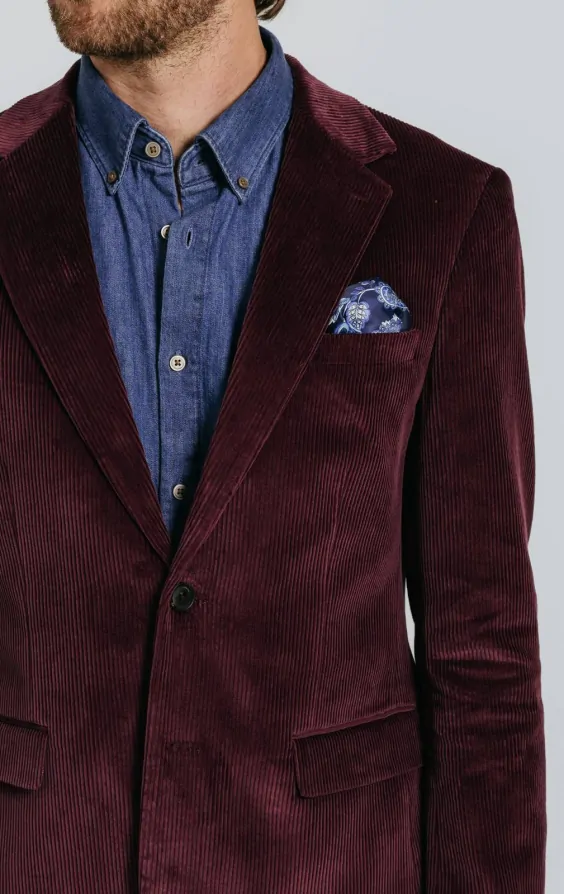 Bordeaux rood corduroy pak | Dobell