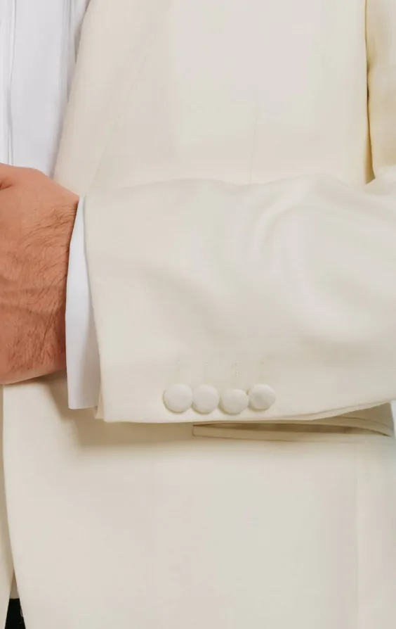 Witte smoking met revers kraag | Dobell