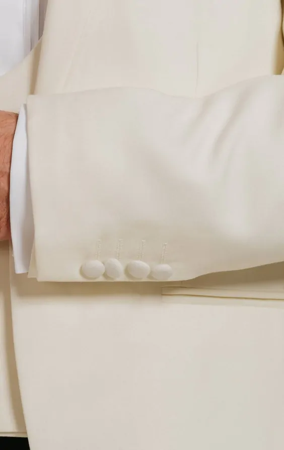 Witte 3 delig smoking met sjaal kraag | Dobell