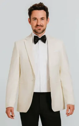 Witte smoking jas met revers kraag | Dobell